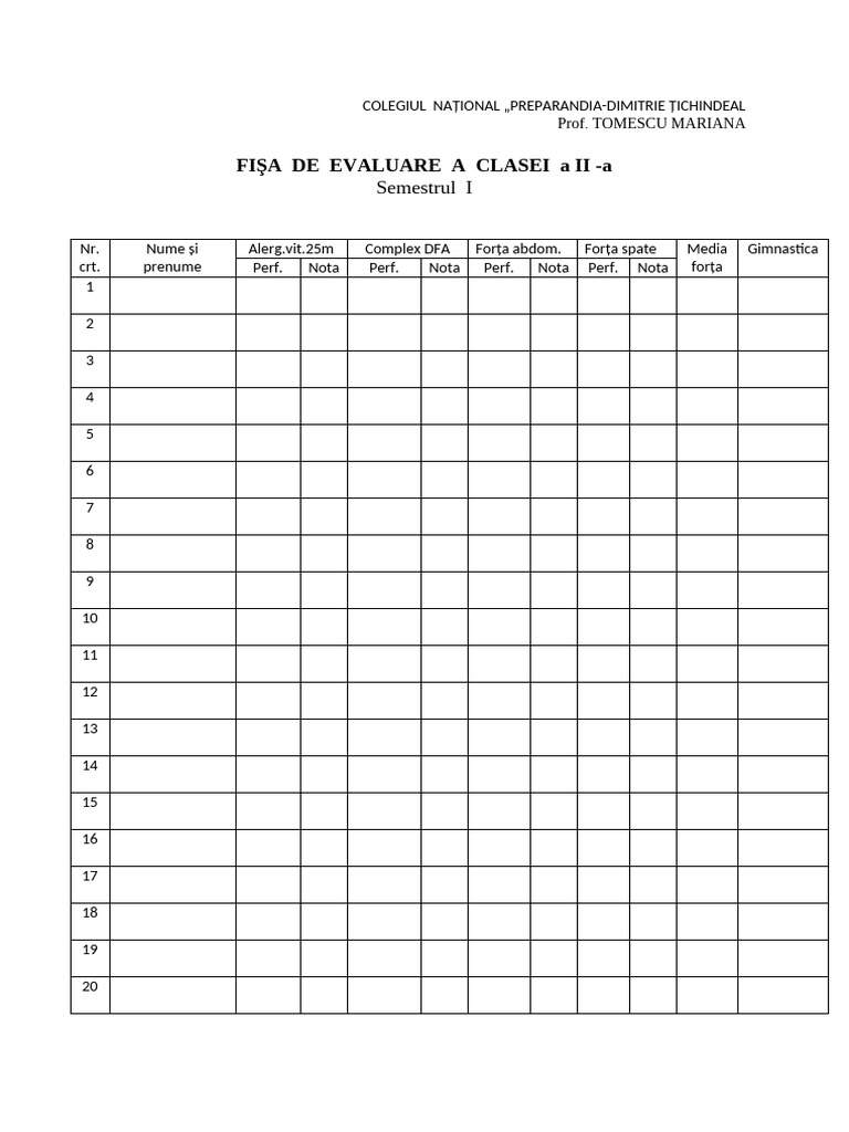 Fisa de Evaluare Primar | PDF