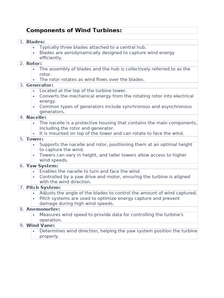 Components of Wind Turbines | PDF
