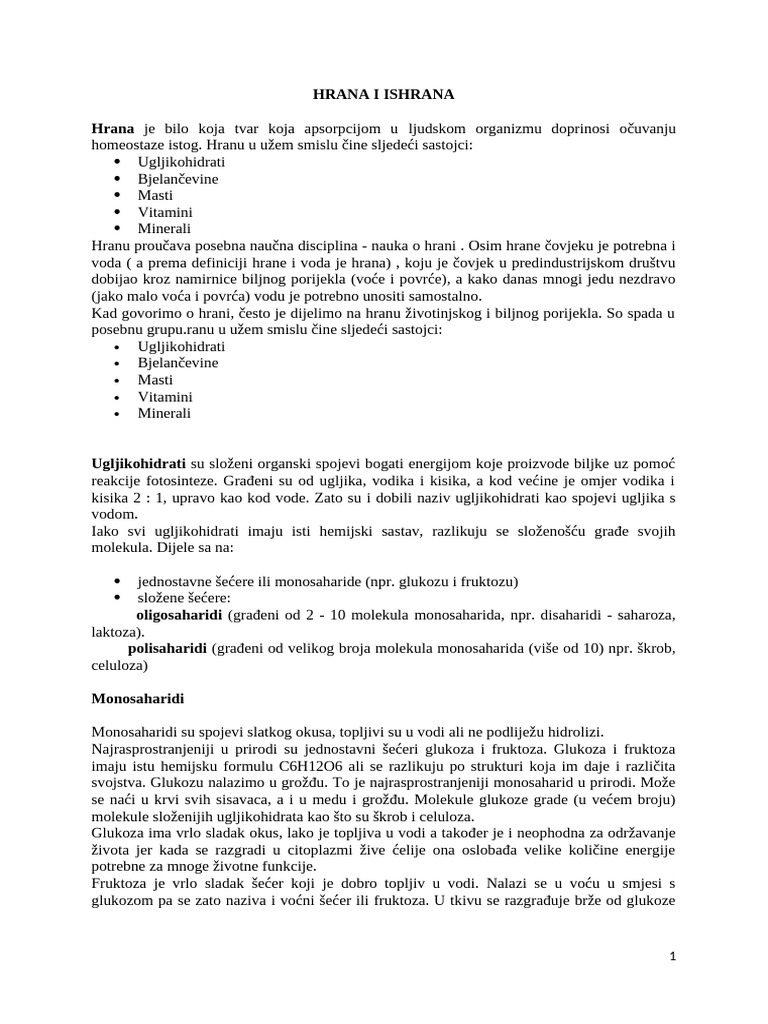 Hrana I Ishrana | PDF | Organic Compounds | Dietetics