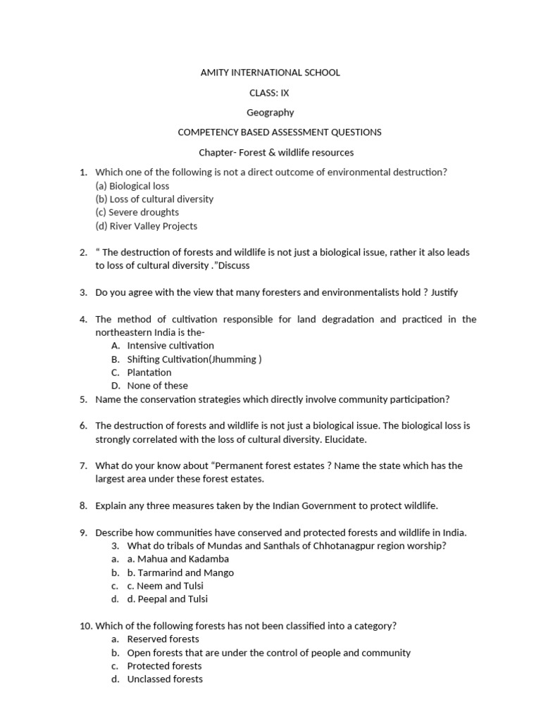 CBQ - FOREST AND WILDLIFE RESOURCES | PDF