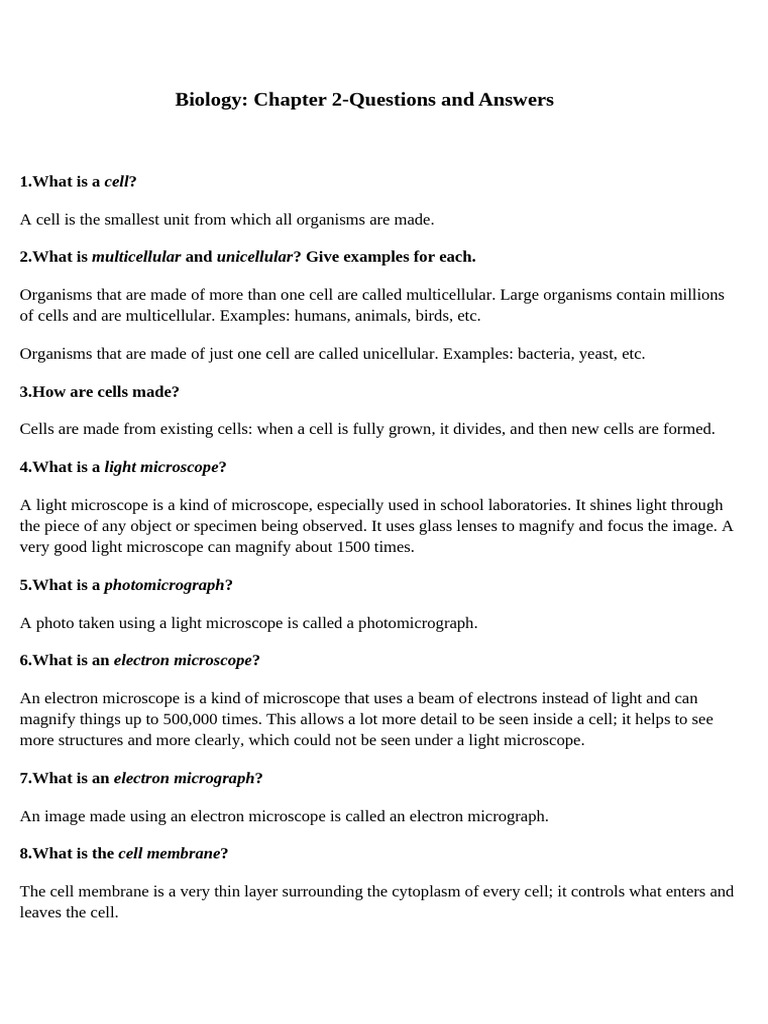 Biology Q:as | PDF