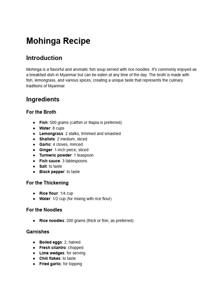 Authentic Mohinga Recipe Guide | PDF | Ginger | Food And Drink Preparation