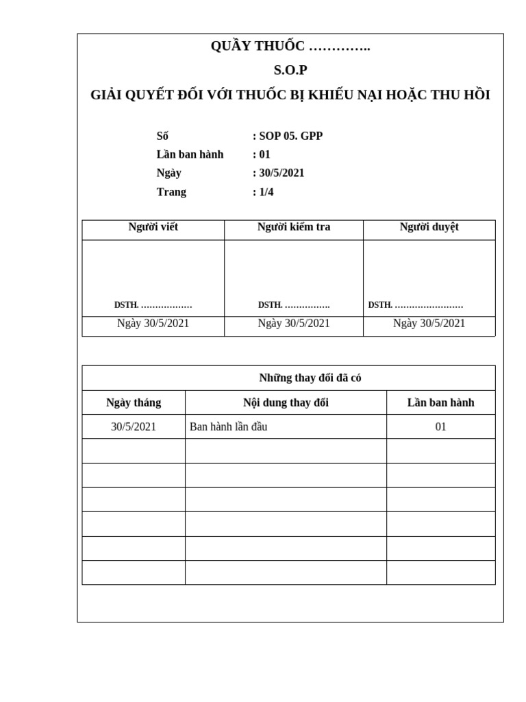 Sop 05.giai Quyet Thuoc Khieu Nai Thu Hoi | PDF