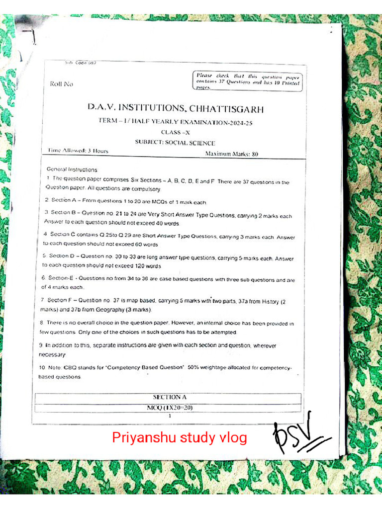 Half yearly SST QP | PDF