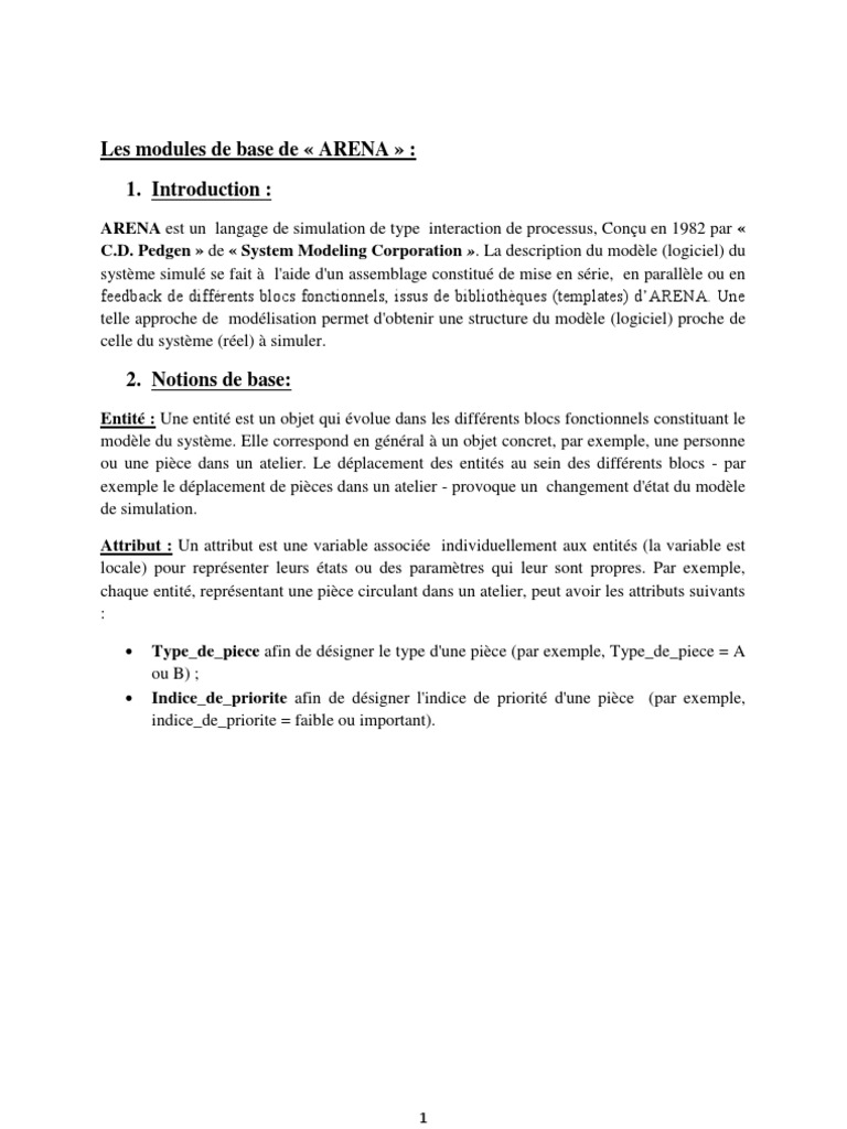 ARENA Modules de Base | PDF | Variable (informatique) | Loi de probabilité