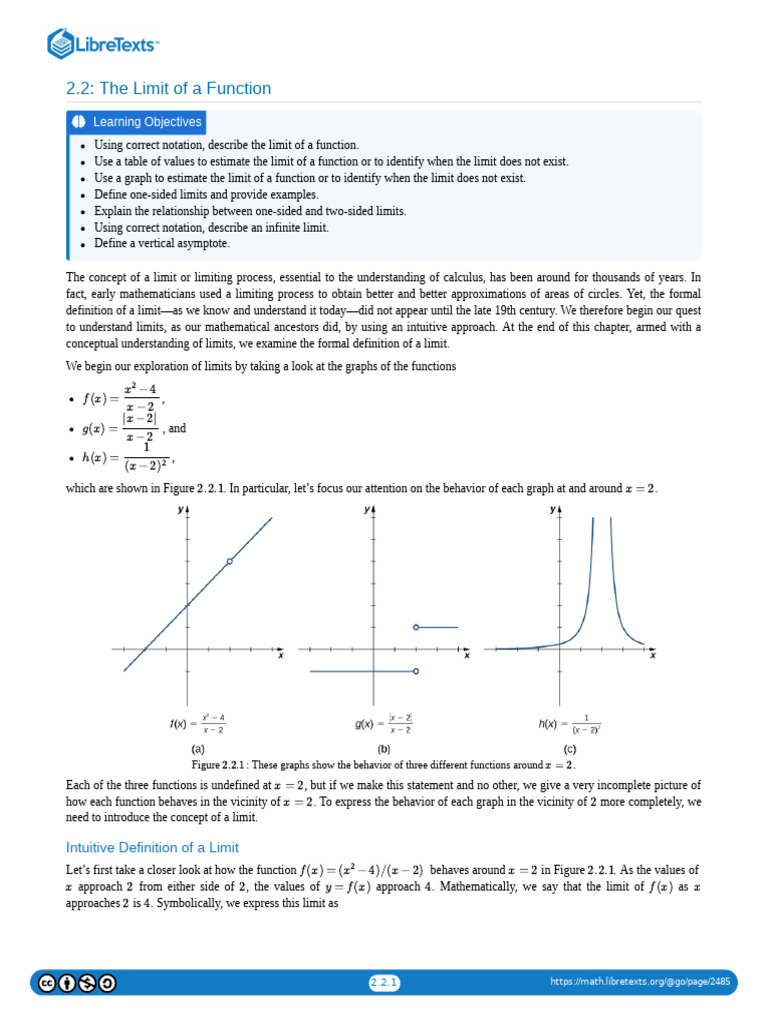 2.02 The Limit of A Function | PDF