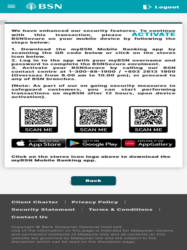 MyBSN - Forgot Password - Bank Simpanan Nasional | PDF