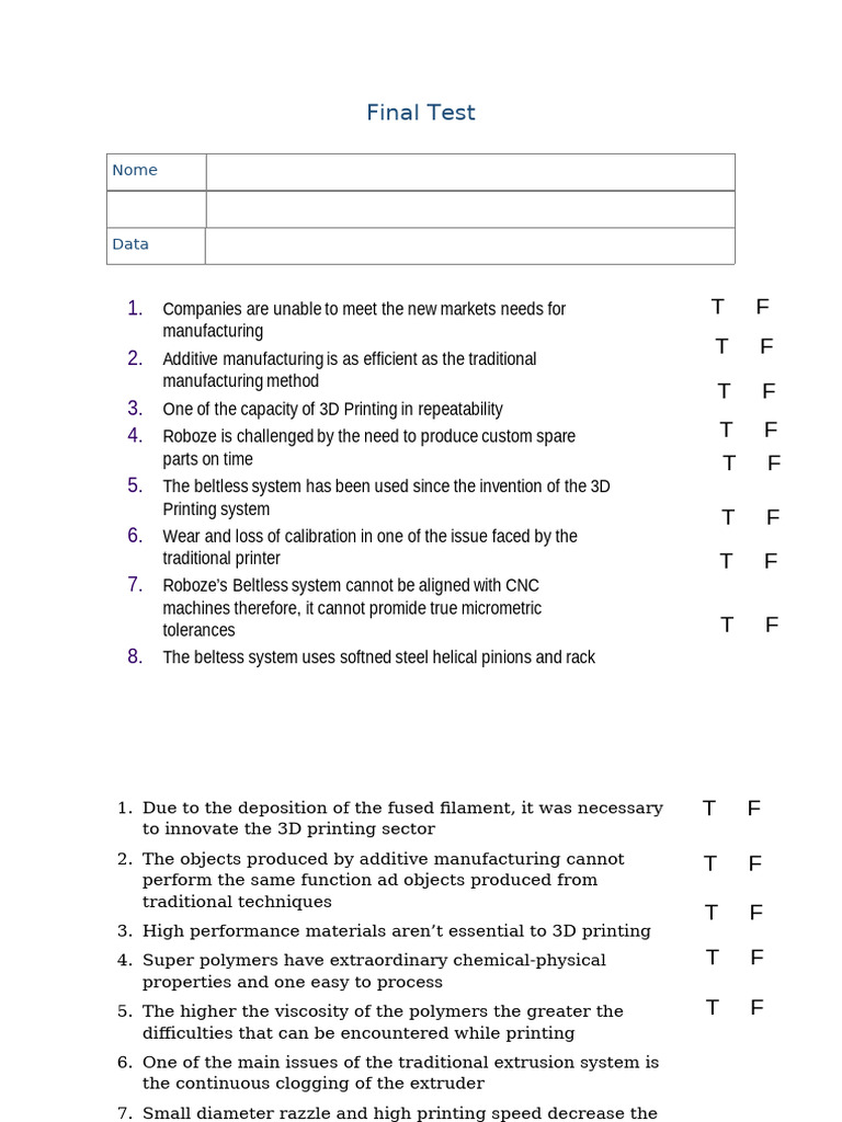 Final Test Roboze Technical | PDF