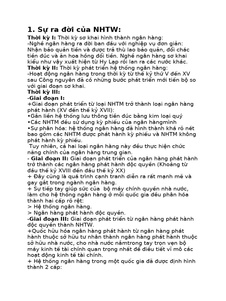 Sự Ra Đời NHTW | PDF