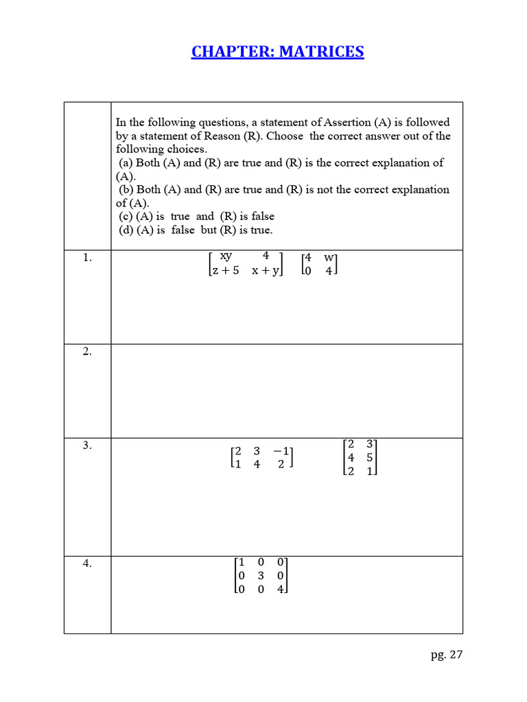 Term 1 CS and AR Then MCQ | PDF | Matrix (Mathematics) | Mathematical Objects