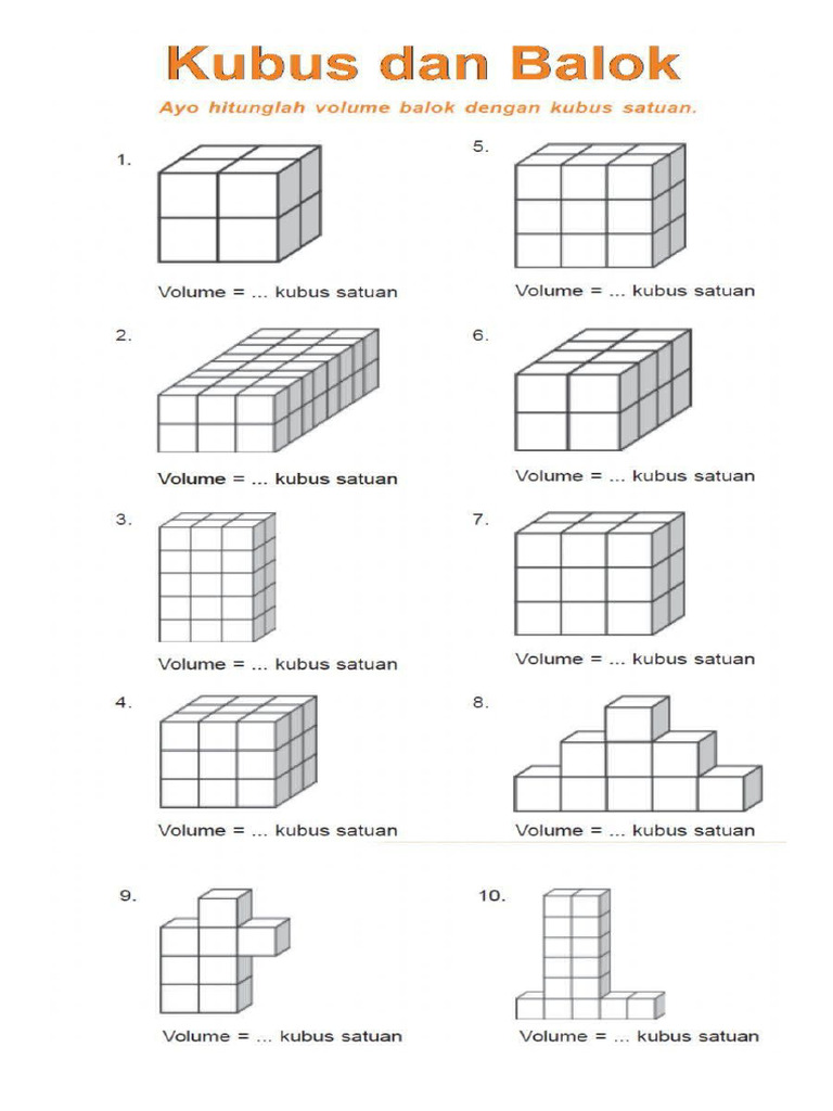 Worksheet Volume balok | PDF