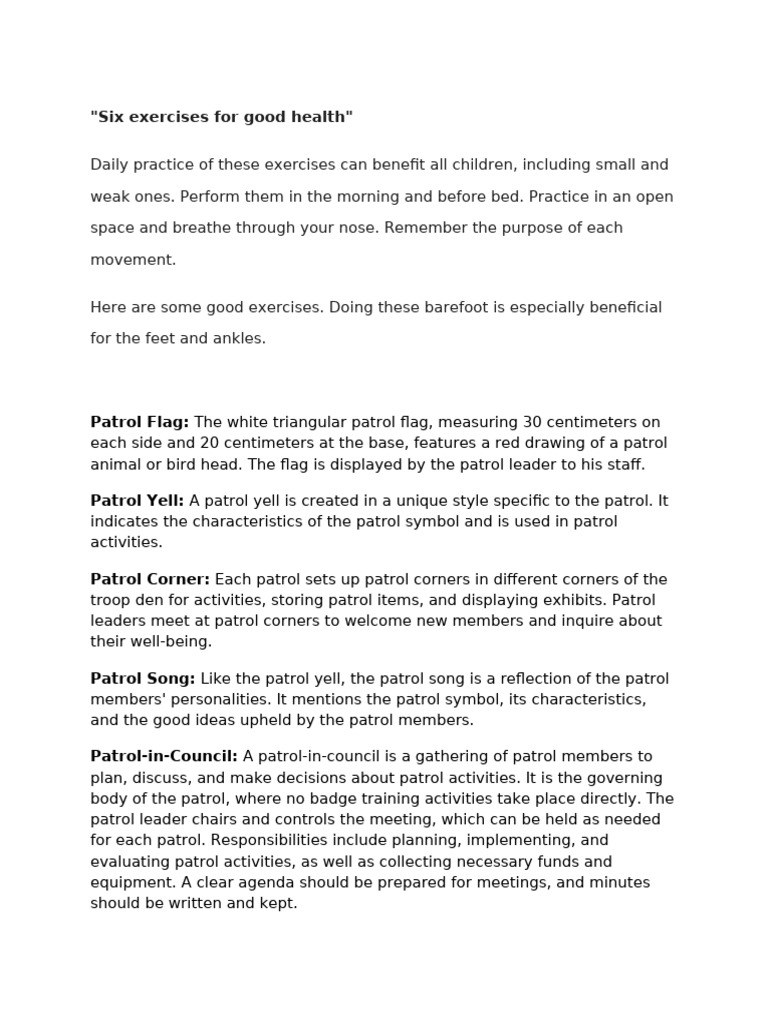 Six Exercises For Good Health | PDF