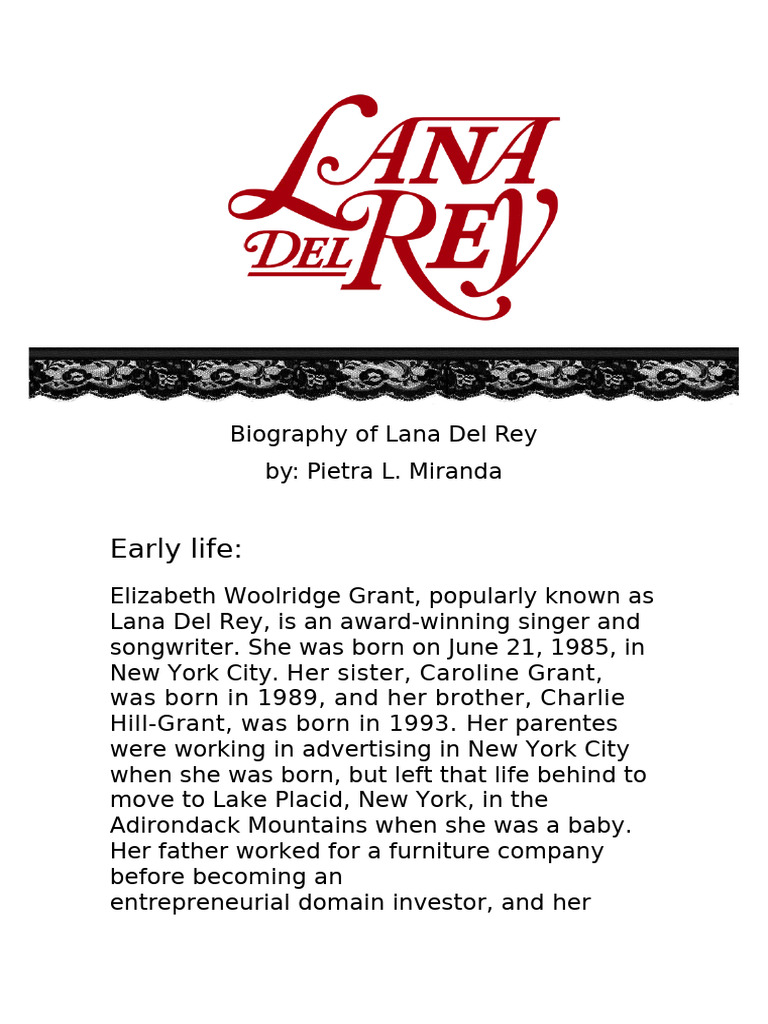 Biography of Lana Del Rey | PDF