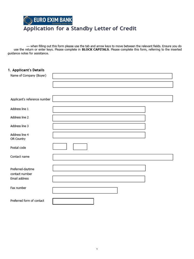 SBLC Request Form 2 | PDF