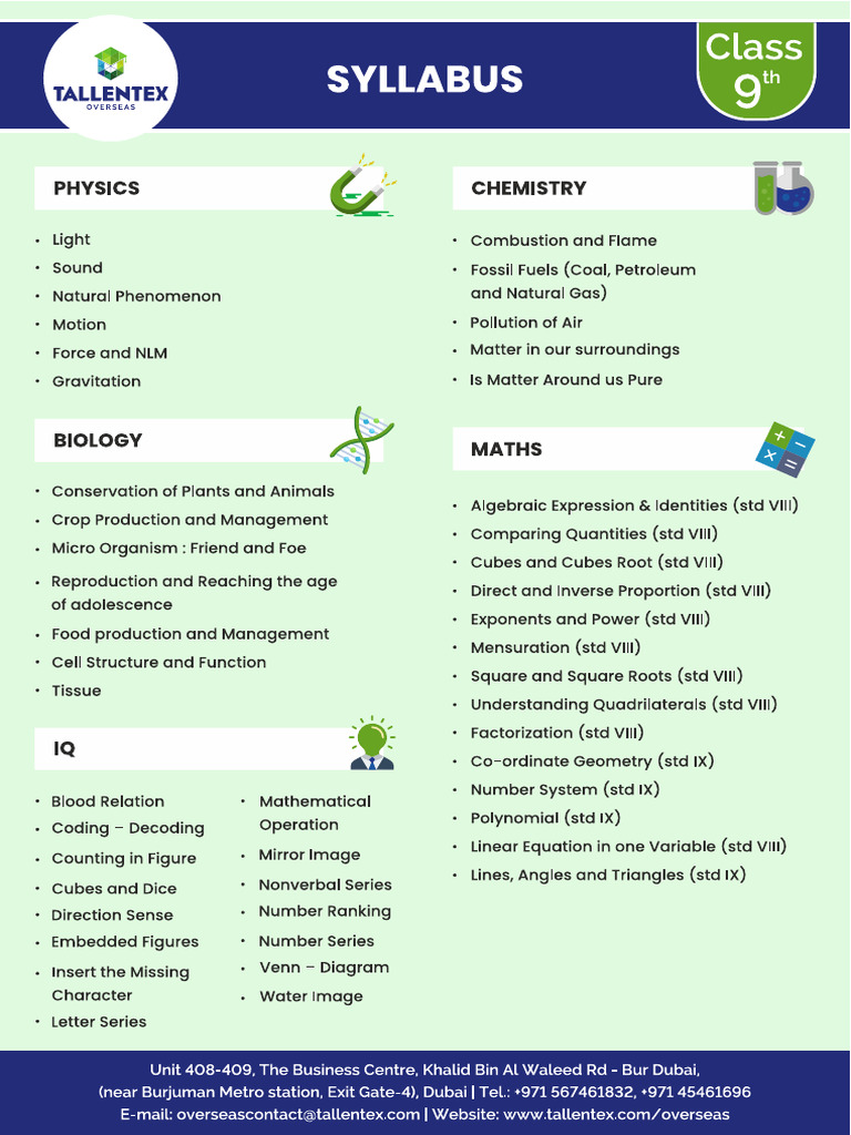 TX Syllabus Class Ix | PDF