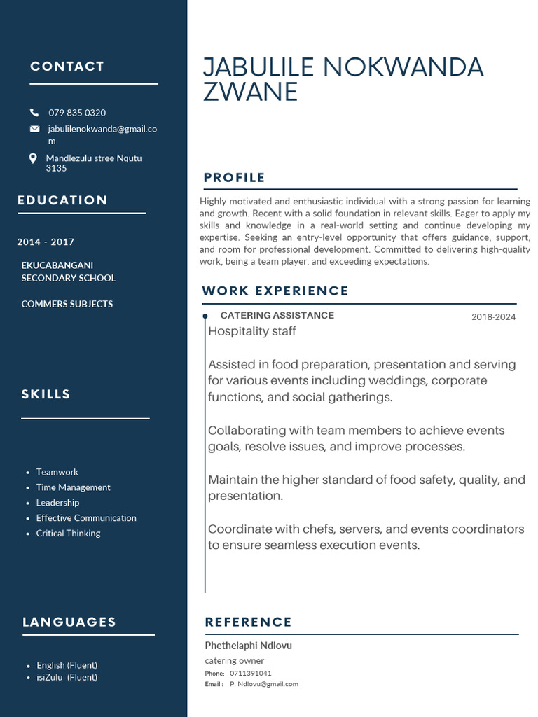 Blue Simple Professional CV Resume | PDF