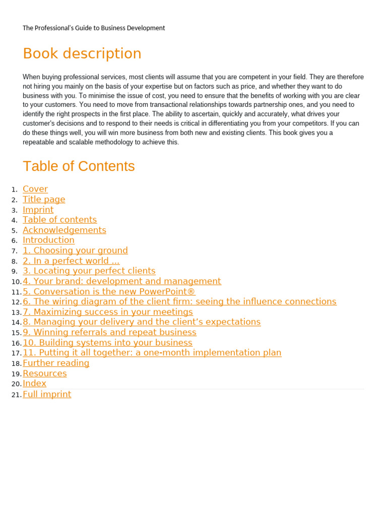 The Professional's Guide To Business Development | PDF