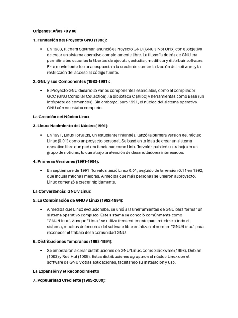 Historia de GNU Linux | PDF