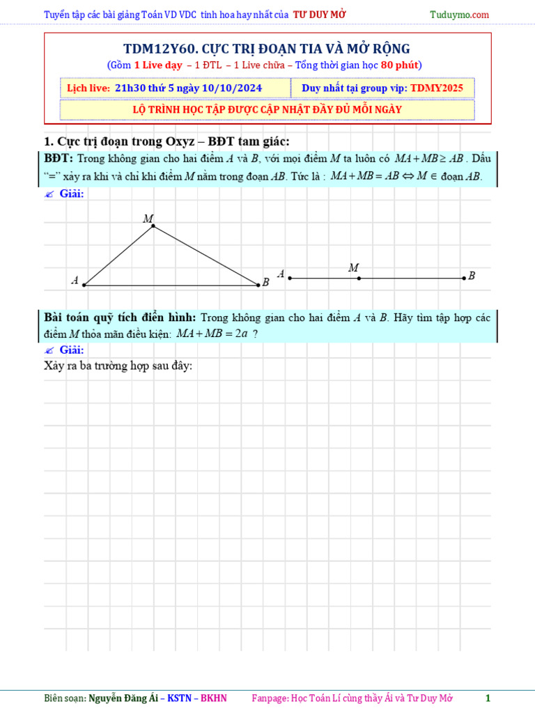 TDM12Y60 - FCD - CỰC TRỊ ĐOẠN TIA VÀ MỞ RỘNG | PDF