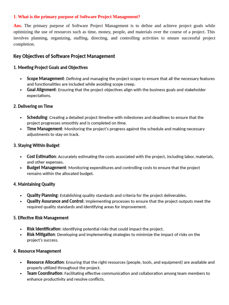 Key Objectives of Software Project Management | PDF