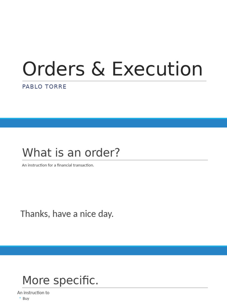 Orders & Execution | PDF