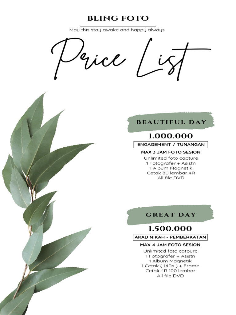 Bling Foto PriceList Your Story Wedding | PDF | Electronics ...