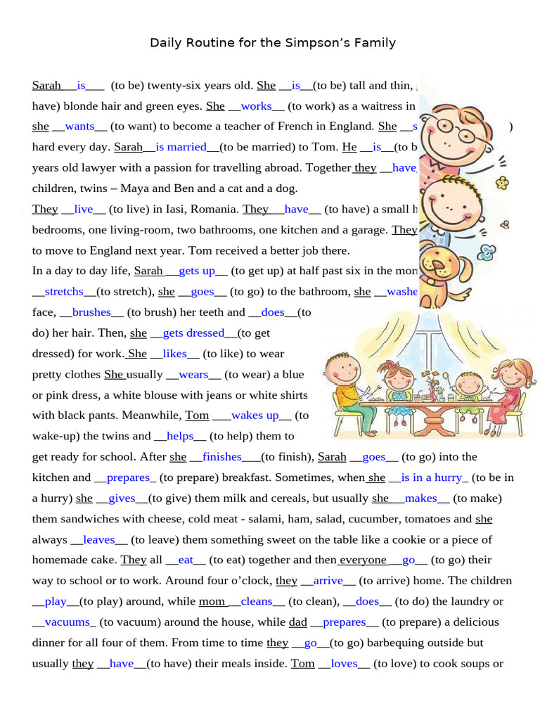 4pages Present Simple Readingcomprehension Textexe Grammar Drills ...