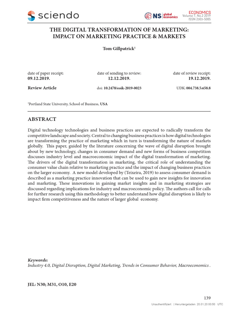 The Digital Transformation of Marketing Impact On | PDF