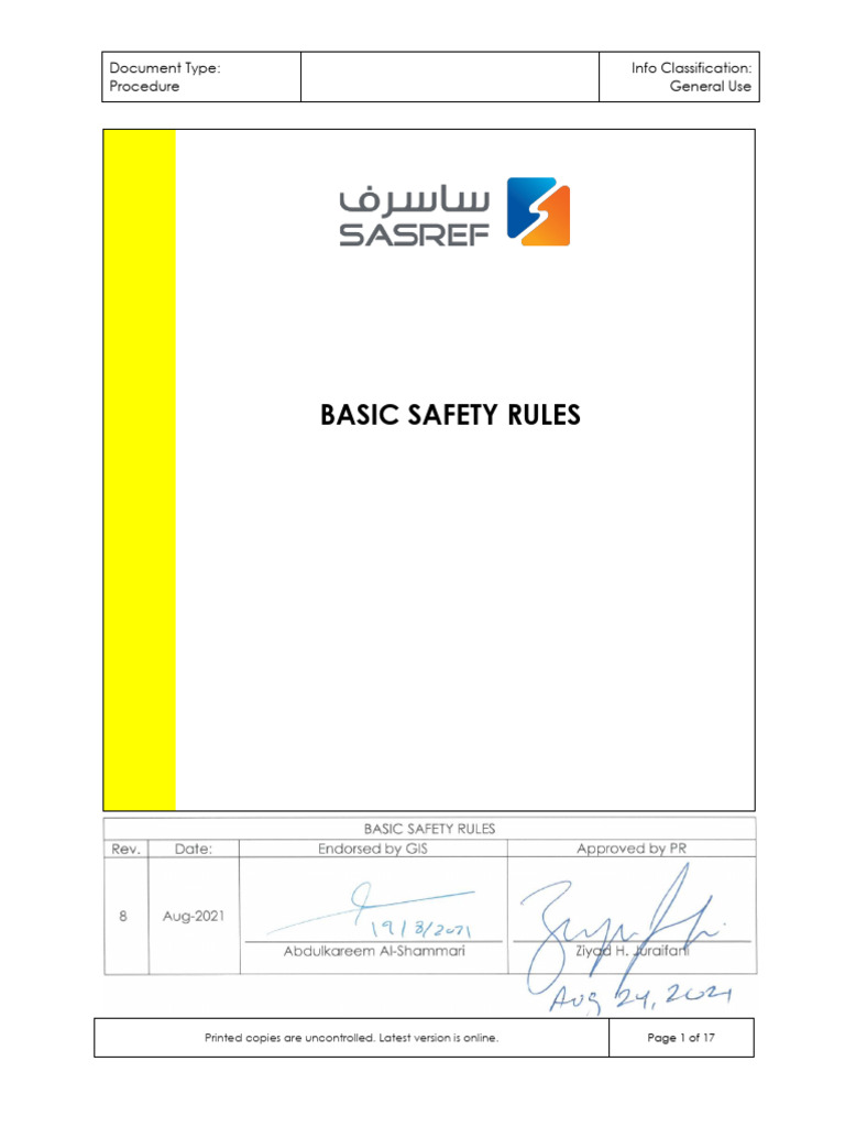 SP 001 - Basic Safety Rules . | PDF