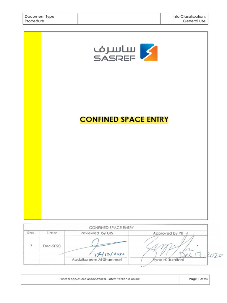 SP-004 Confined Space Entry | PDF