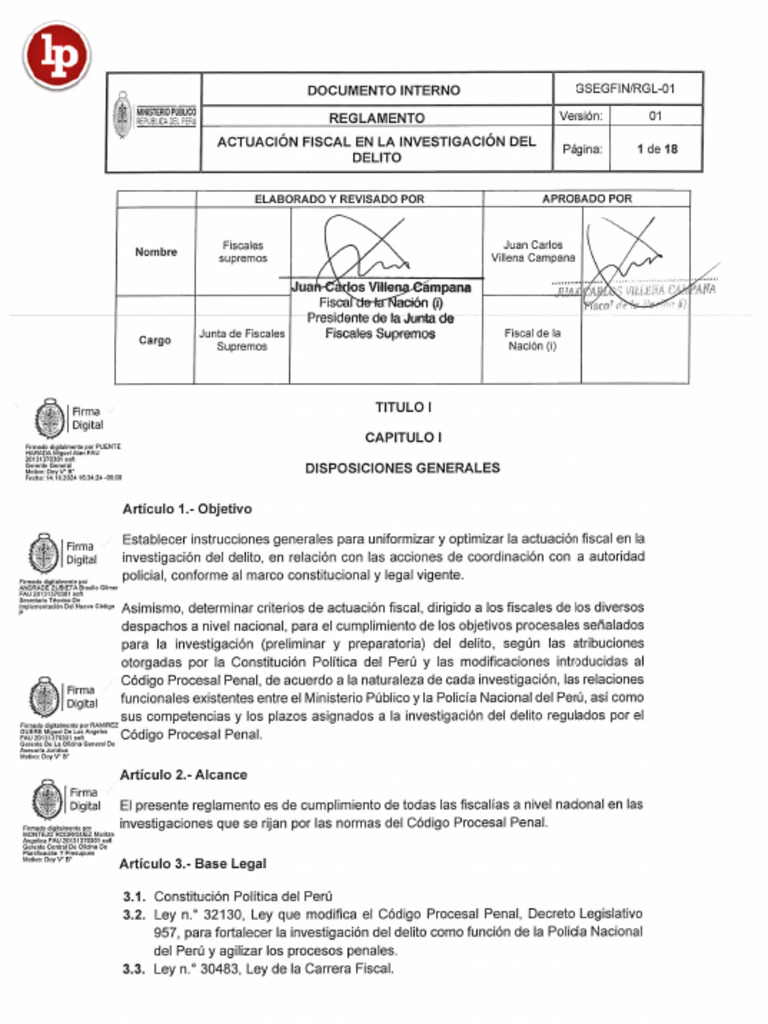 Reglamento-interno-actuacion-investigacion-delito-MP-PNP-LPDerecho | PDF