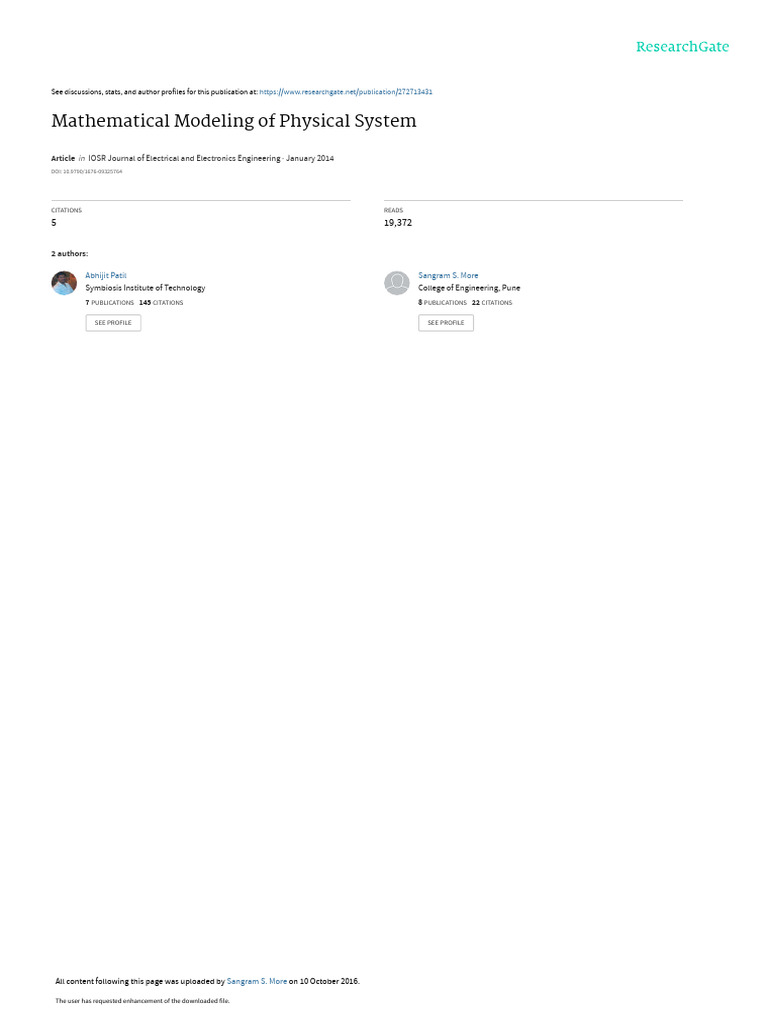 Mathematical Modeling of Physical System | PDF
