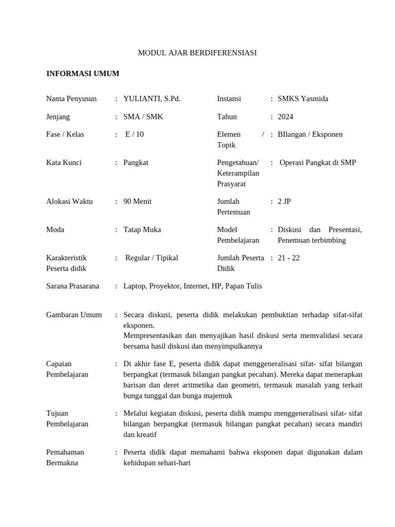 NEW-MODUL AJAR BERDIFERENSIASI YULIANTI new[1] | PDF