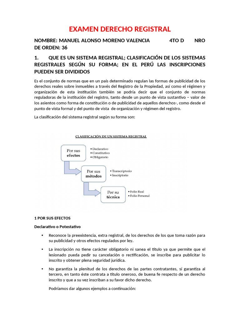 EXAMEN DERECHO REGISTRAL 4to D | PDF