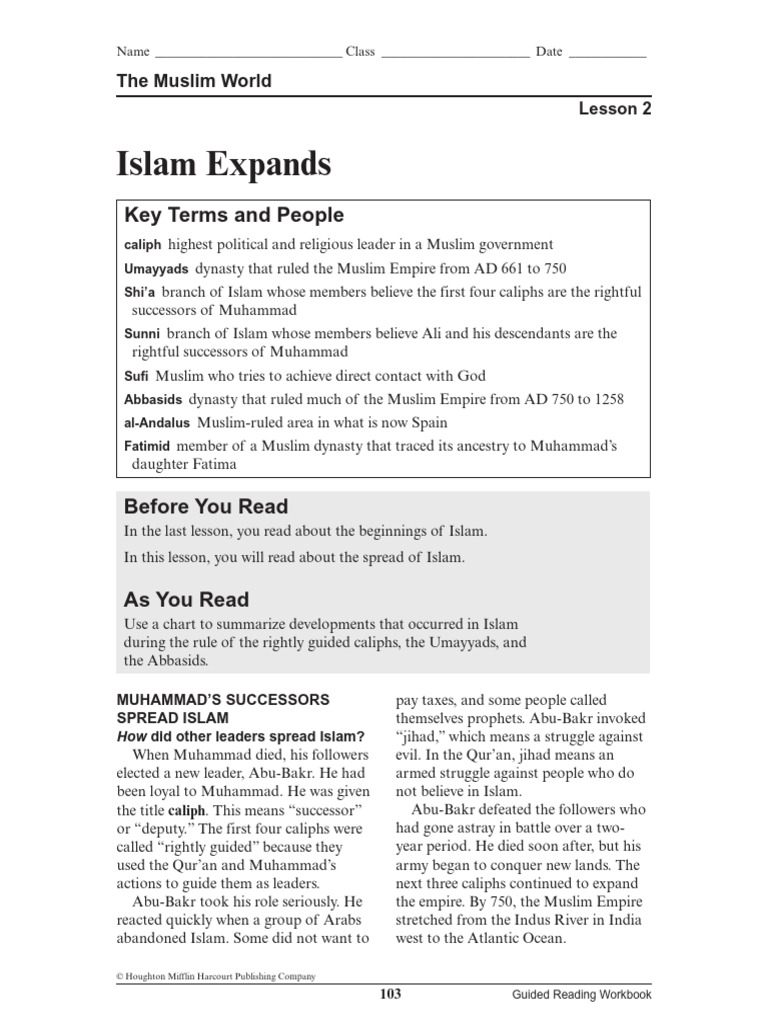 Guided Reading Islam Lesson 2 | PDF