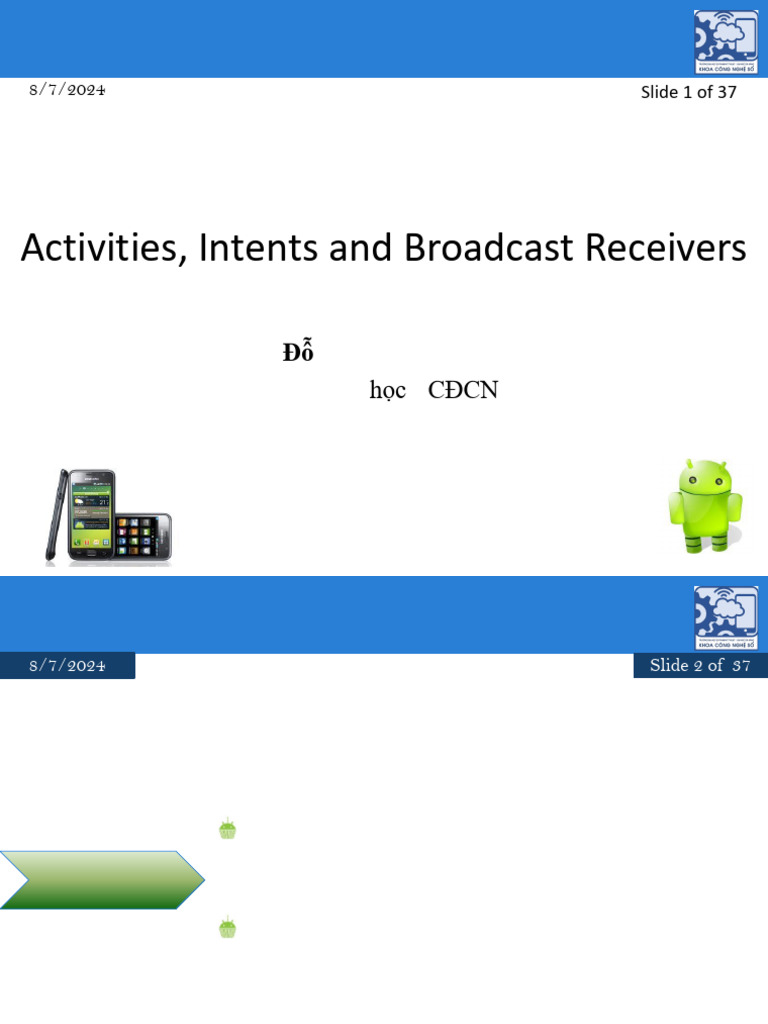 Session 7 - Activities, Intents and Broadcast Receivers | PDF