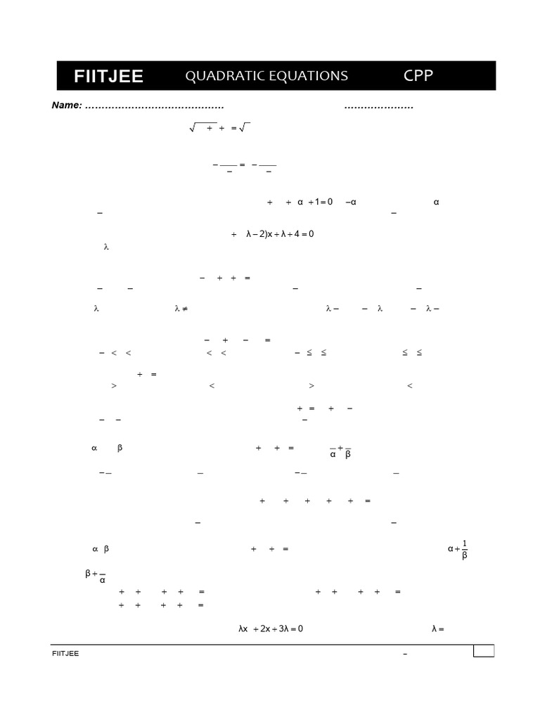 CPP-1 Quadratic Equations | PDF
