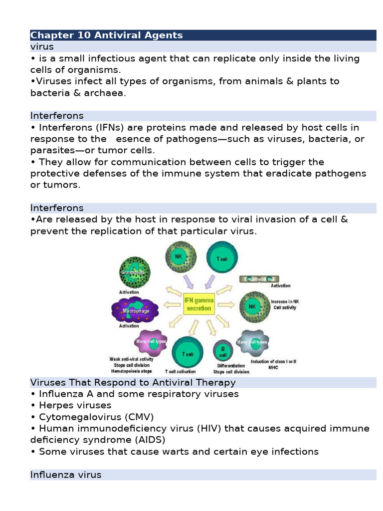 Antiviral Agents: Types and Effects | PDF | Virus | Interferon