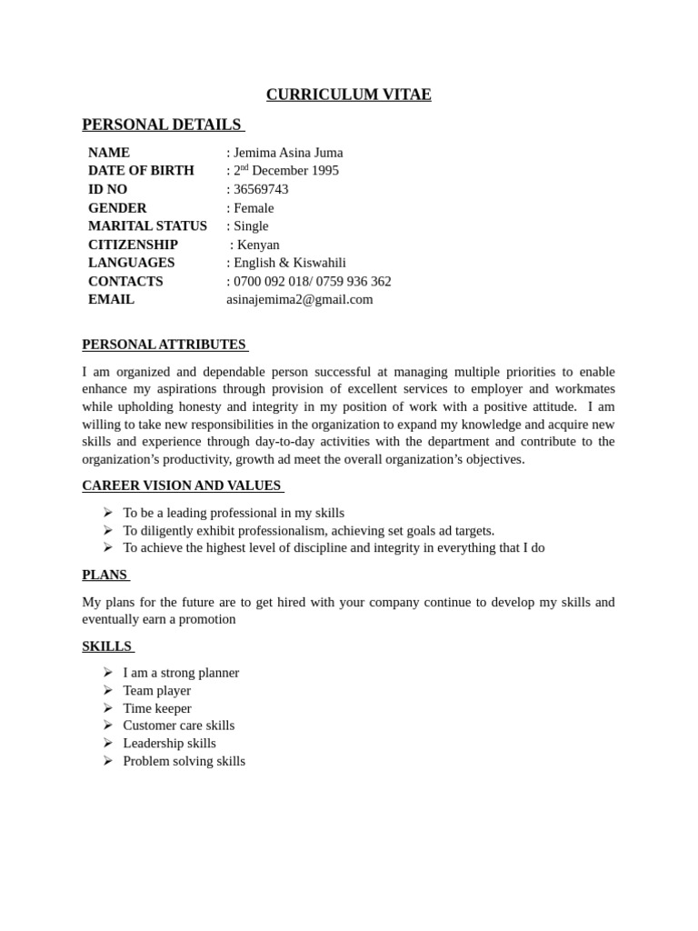 Curriculum Vita1.docx Juma | PDF