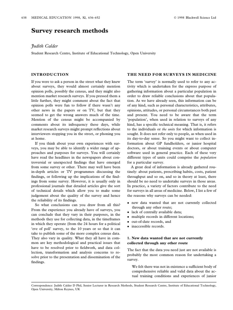 Survey Research Method | PDF