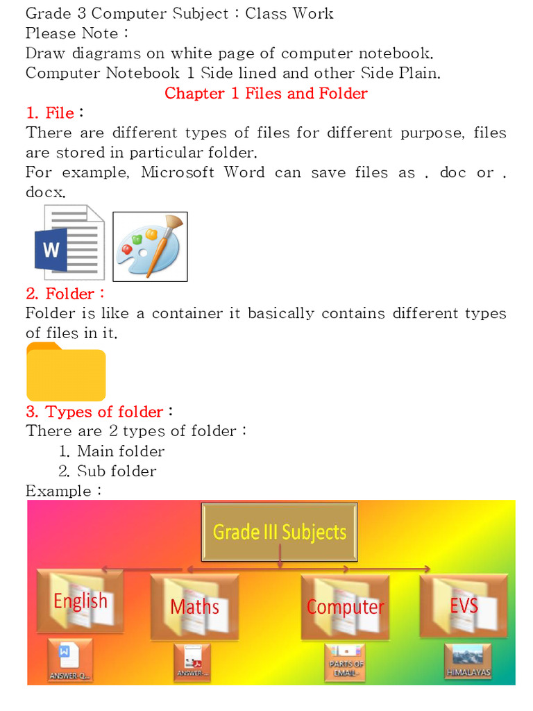 Grade 3 Subject Computer Class-Notes-April Month | PDF
