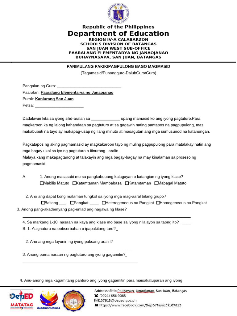 Panimula at Pantapos Na Pagpupulong | PDF