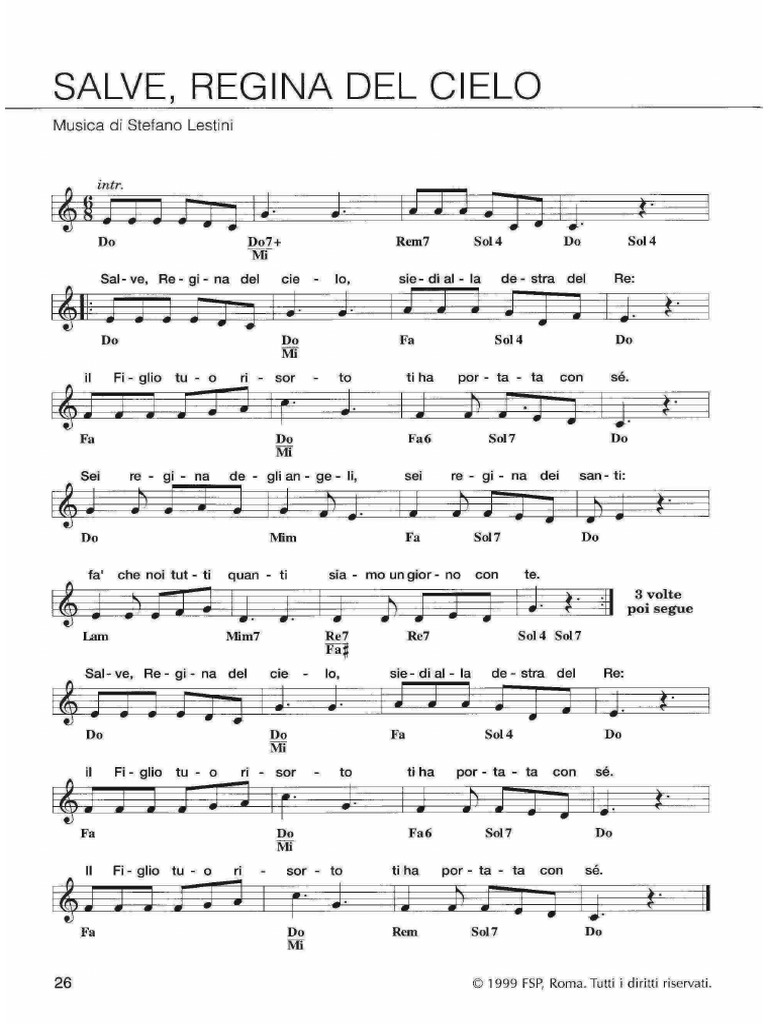 SALVE REGINA DEL CIELO | PDF