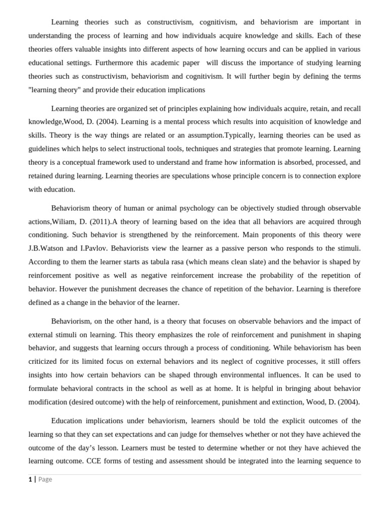 Learning Theory Psychology | PDF