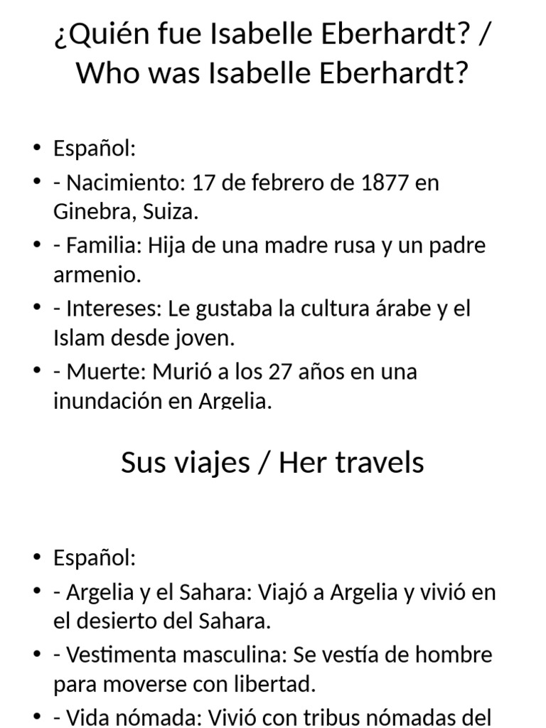 Isabelle Eberhardt Presentation | PDF