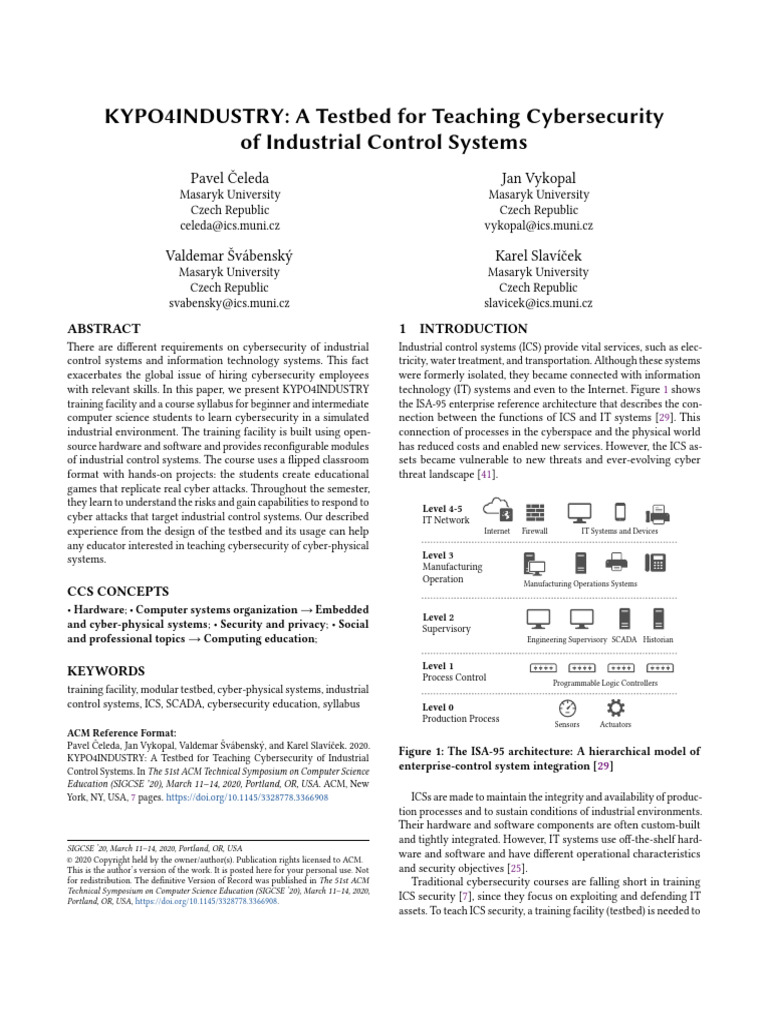 2020 Sigcse Kypo4industry | PDF