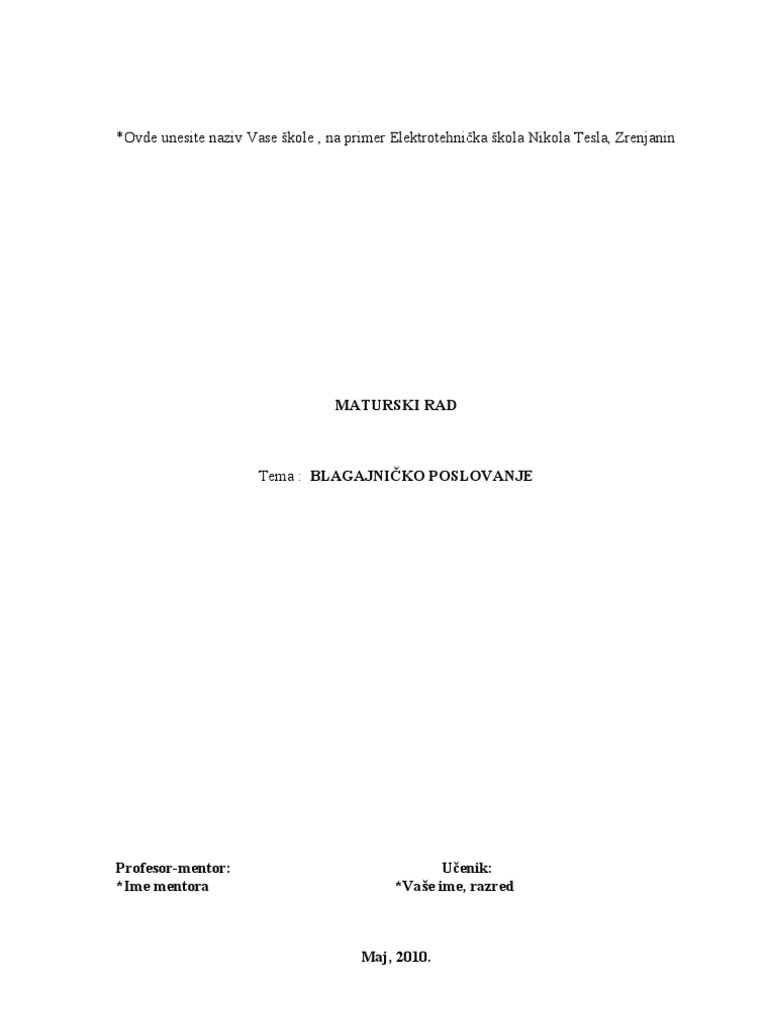 Blagajnicko Poslovanje - Maturski | PDF