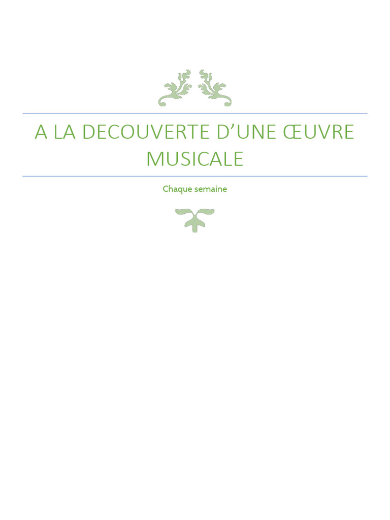 Découverte Dune Oeuvre Musicale Jeudi | PDF