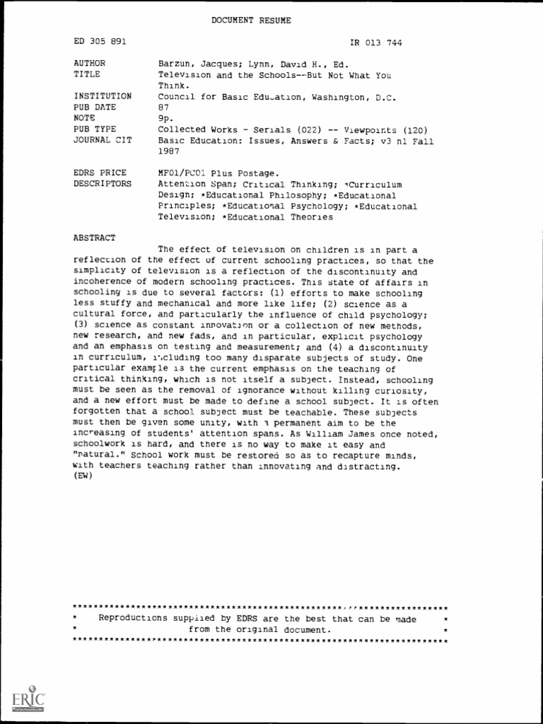 Barzun Television | PDF