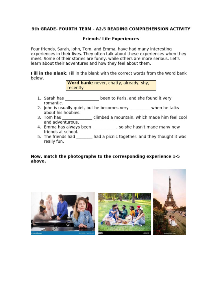 ReadingActivity PresentPerfectAndAdjectives4SS | PDF